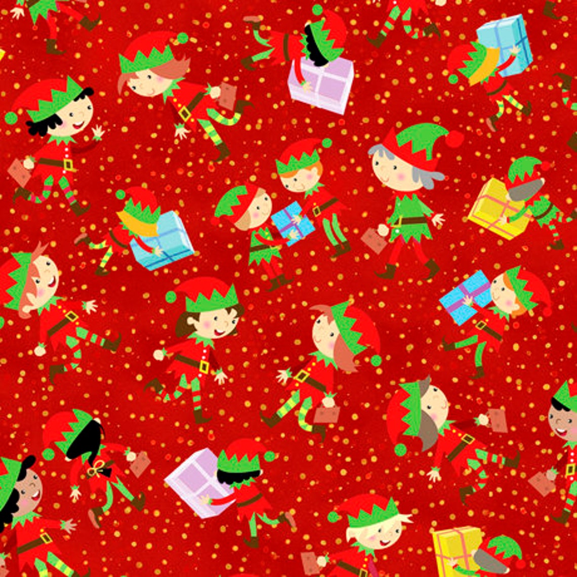 Elf Toss in Red Part of the Santa's Workshop by Quilting Treasures - 25 ...