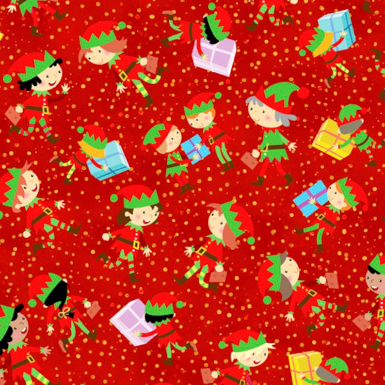 Elf Toss in Red Part of the Santa's Workshop by Quilting Treasures - 25 ...