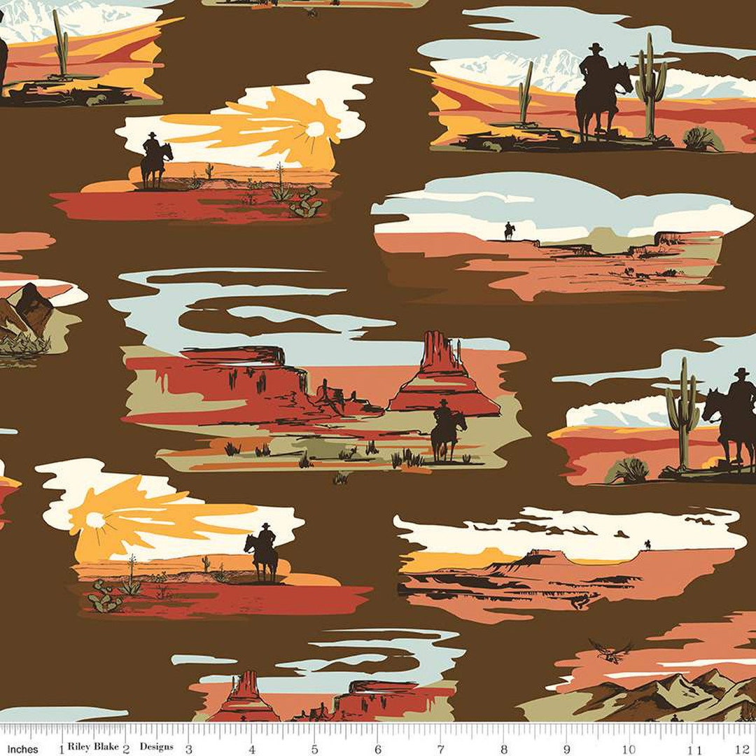 Go West With John Wayne Main in Brown - by Riley Blake Designs - You ...