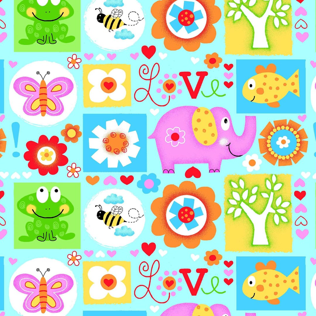 Flannel -animals, Bugs and Alphabet in Blue Part of the Comfy Flannel ...