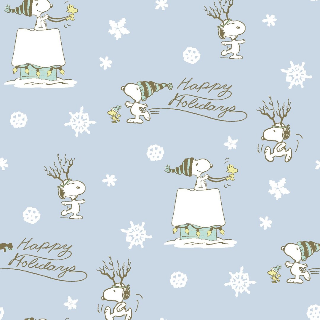 Licensed Peanuts- Peanuts Happy Holidays in Light Blue by Springs ...