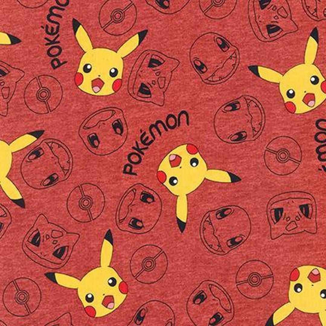 Licensed Pikachu Fabric in Red- by Robert Kaufman Fabrics - Your Choice ...