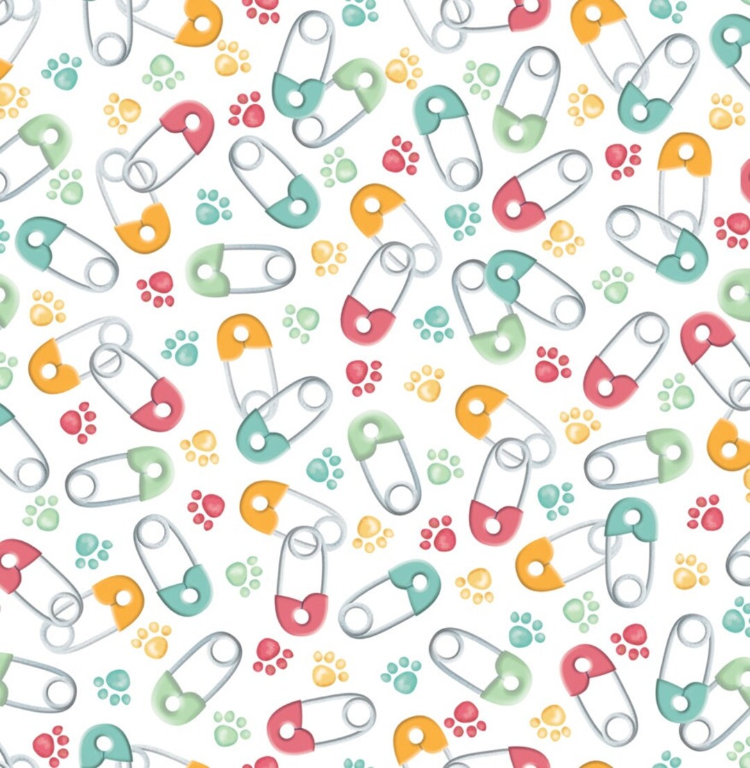 Diaper Pin Fabric in White by Quilting Treasures - by the Yard - Etsy