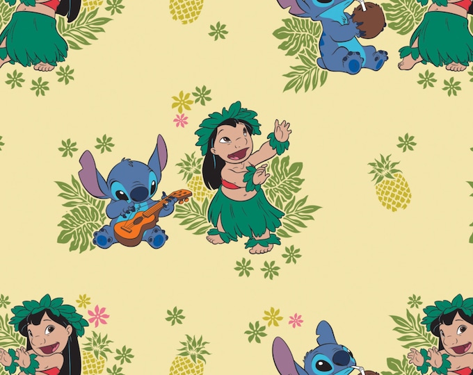 Licensed Lilo and Stitch Fabric Ohana in Lemonade by Camelot Fabrics 1 ...