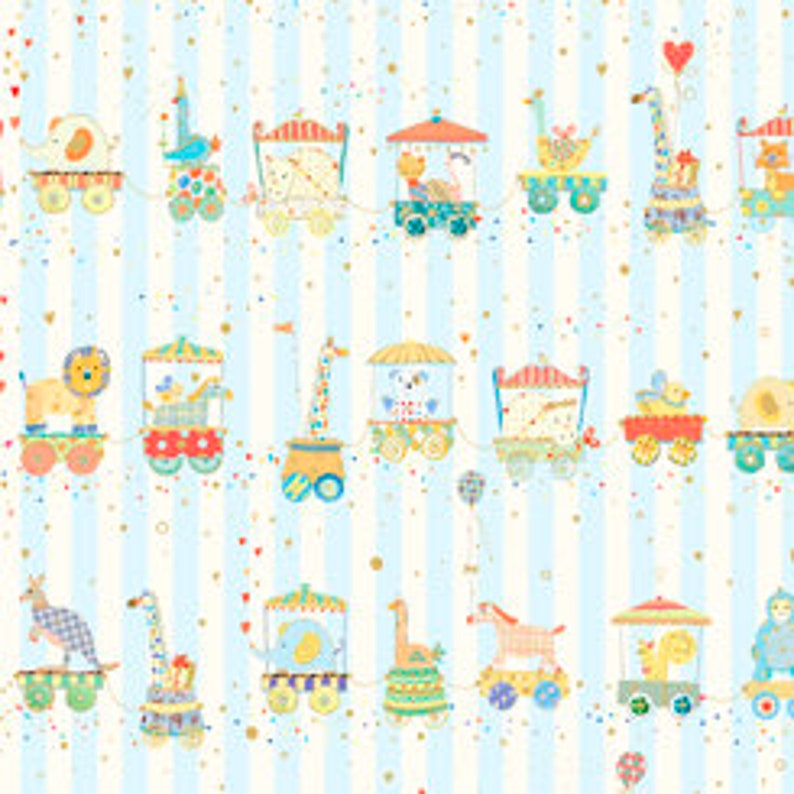 Animal Parade Stripe in Blue From Quilting Treasures - by the Yard - Etsy