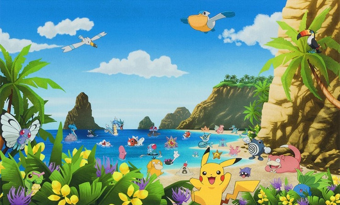 Licensed Pokemon Characters in Blue Panel- by Robert Kaufman Fabrics ...