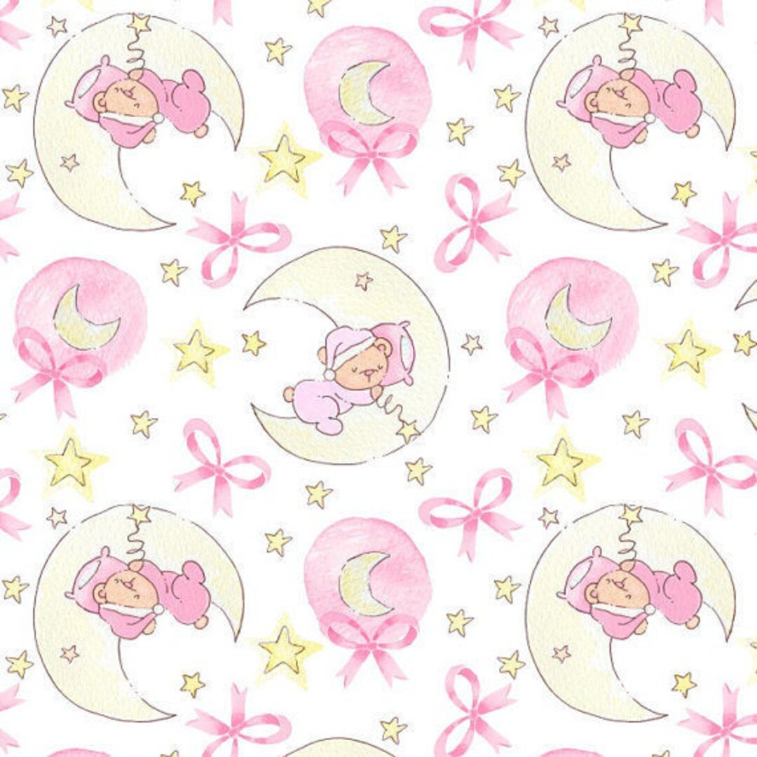 FLANNEL - Sleepy Bear -pink Flannel Fabric by David Textiles - 11 Inch ...