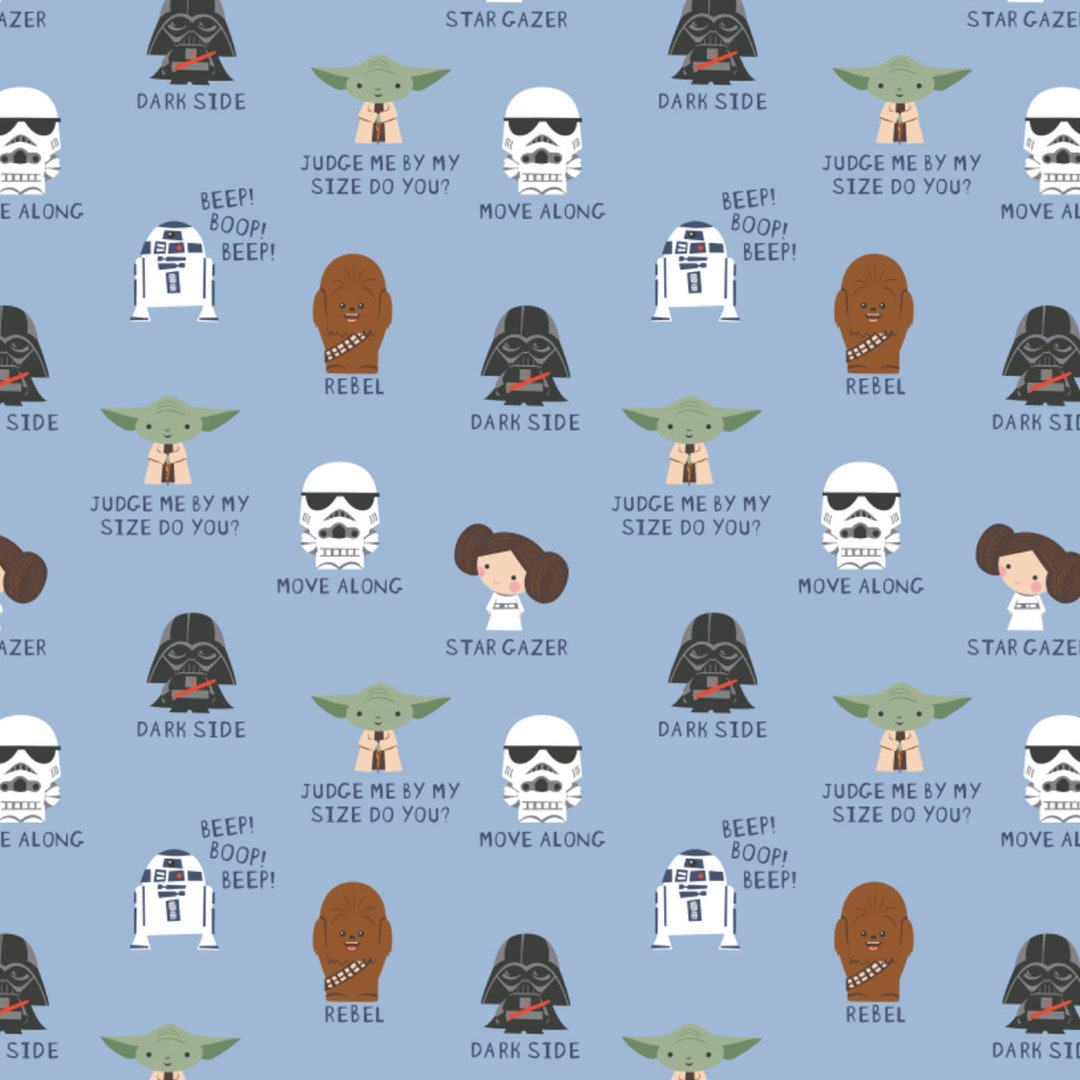 FLANNEL - Star Wars- Licensed Character Toss in Light Blue - Fabric by ...