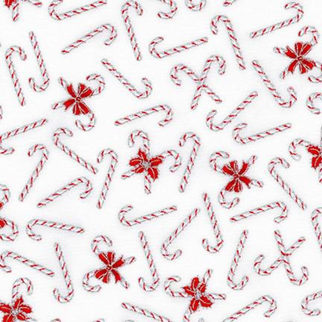 Candy Canes in Silver Part of the Holiday Charms Line by Robert Kaufman ...