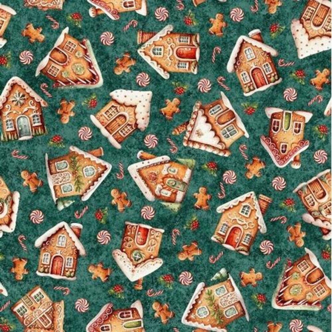 Gingerbread Houses in Green Part of the QT Cuties Line by Quilting ...