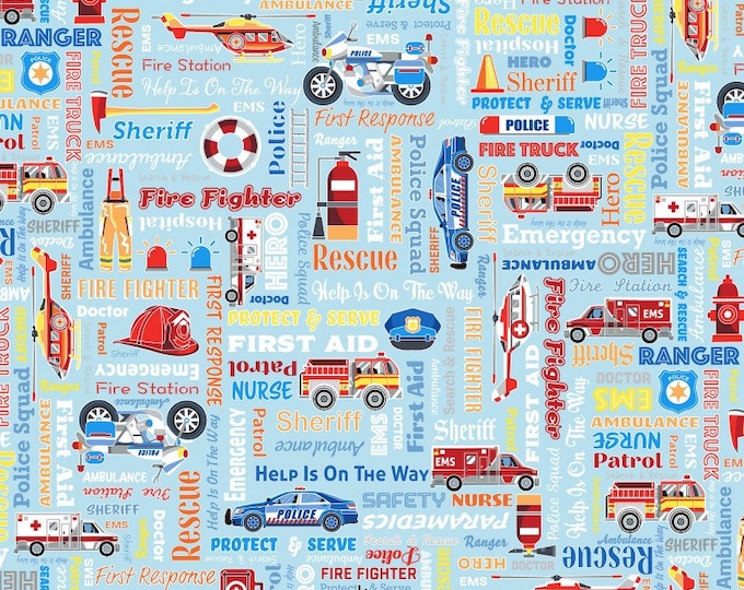 First Responders Text Words in Light Blue Part of the Save the Day Line ...