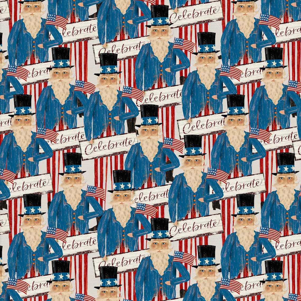 Uncle Sam in Blue Part of the Hometown America Line by 3 Wishes Fabrics ...