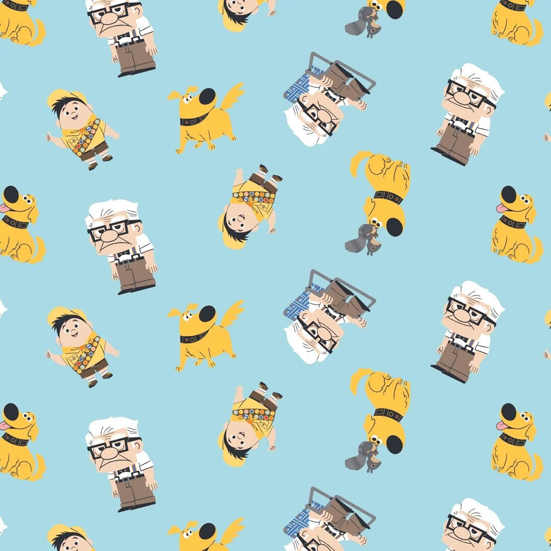 Licensed up Fabric - Adventure Time in Light Blue Part of the Pixar up ...