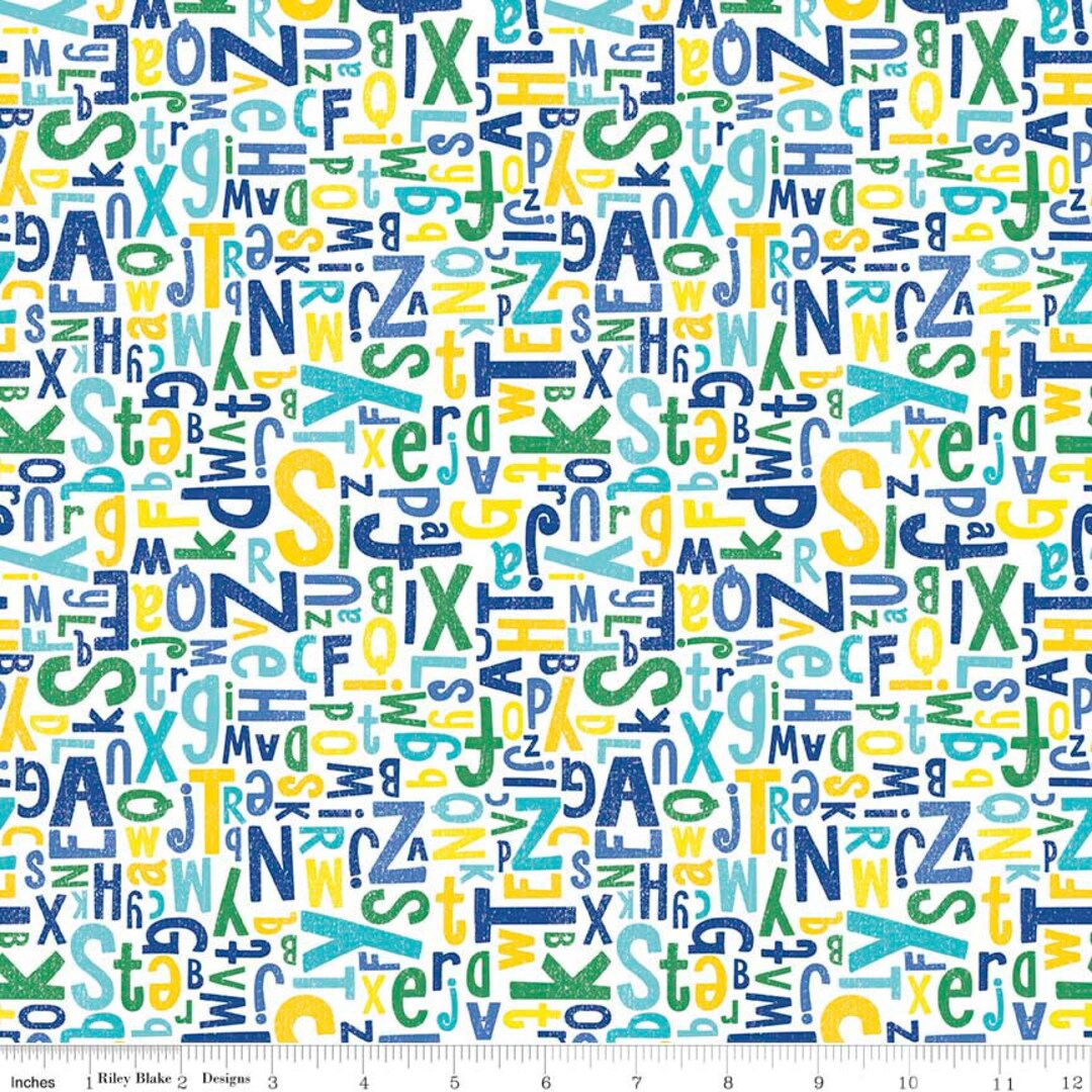 Crayola Color Me Alphabet in Blue - by Riley Blake - 17 Inch Piece - Etsy
