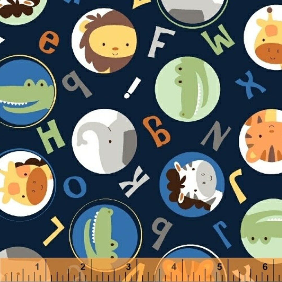 FLANNEL - Animals in Navy Blue - Cubby Bear by Windham Fabrics -1 Yard ...