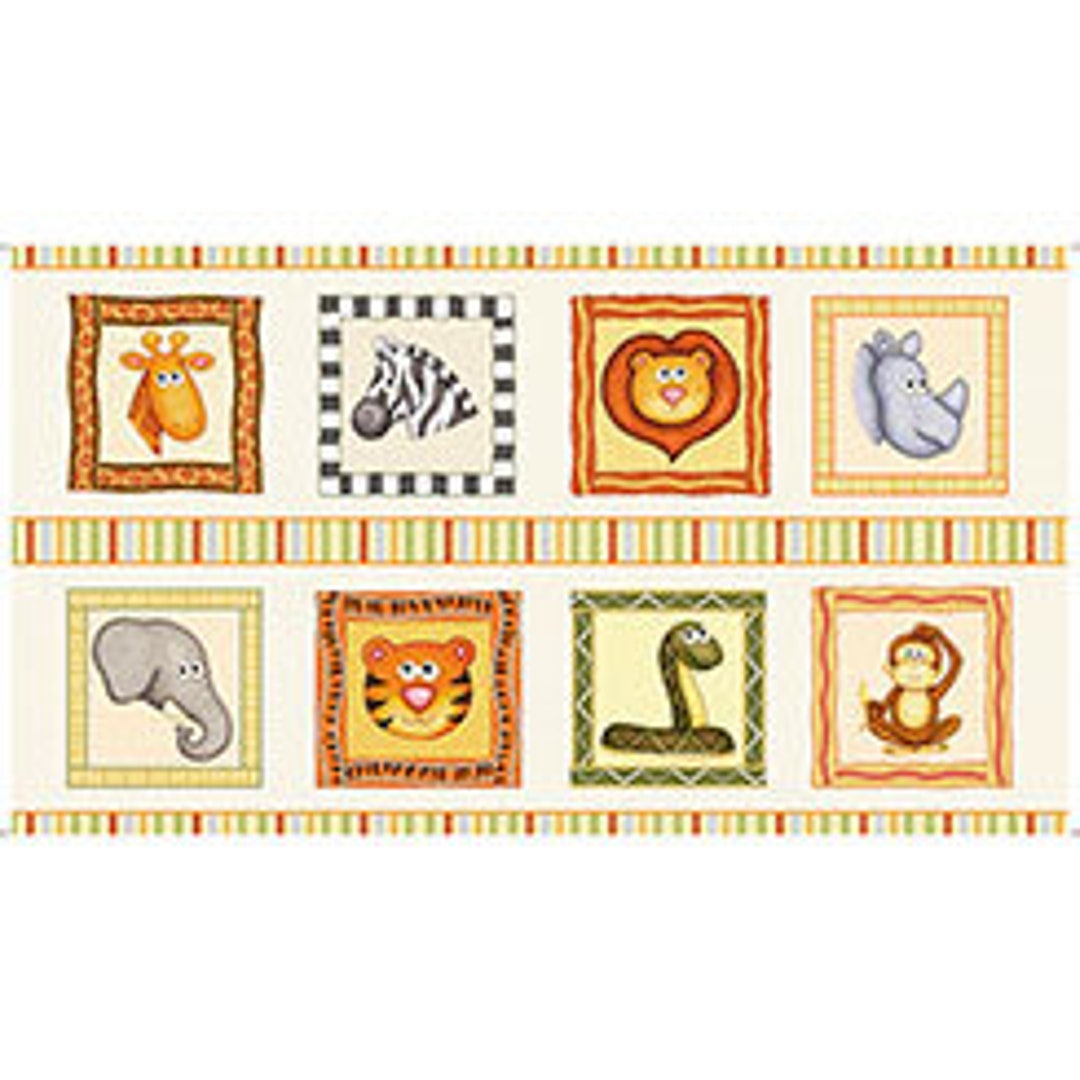 Jungle Buddies Panel in Cream by Dan Morris From Quilting Treasures - Etsy