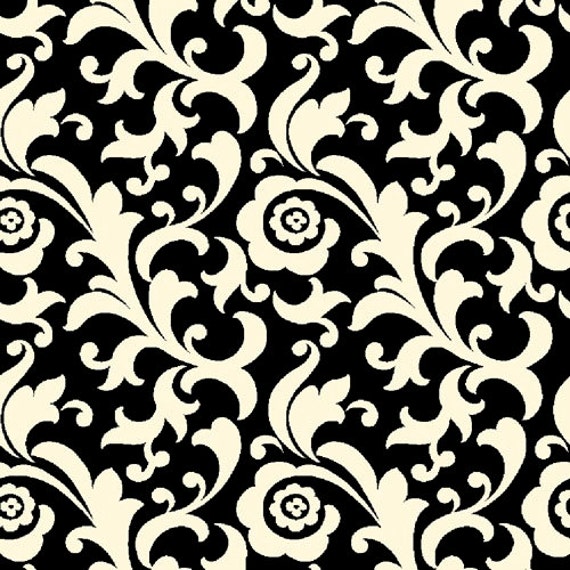 Black Scroll Cotton Print Fabric by Quilting Treasures - Etsy