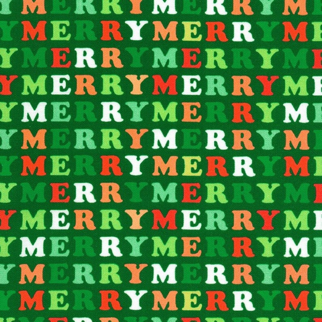 Merry Cheer Letters in Green by Anne Kelle for Robert Kaufman Fabrics ...