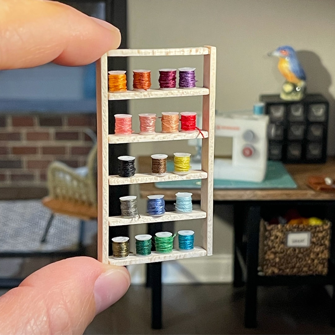 Dollhouse Miniature Sewing Thread Spools and Shelf - Etsy