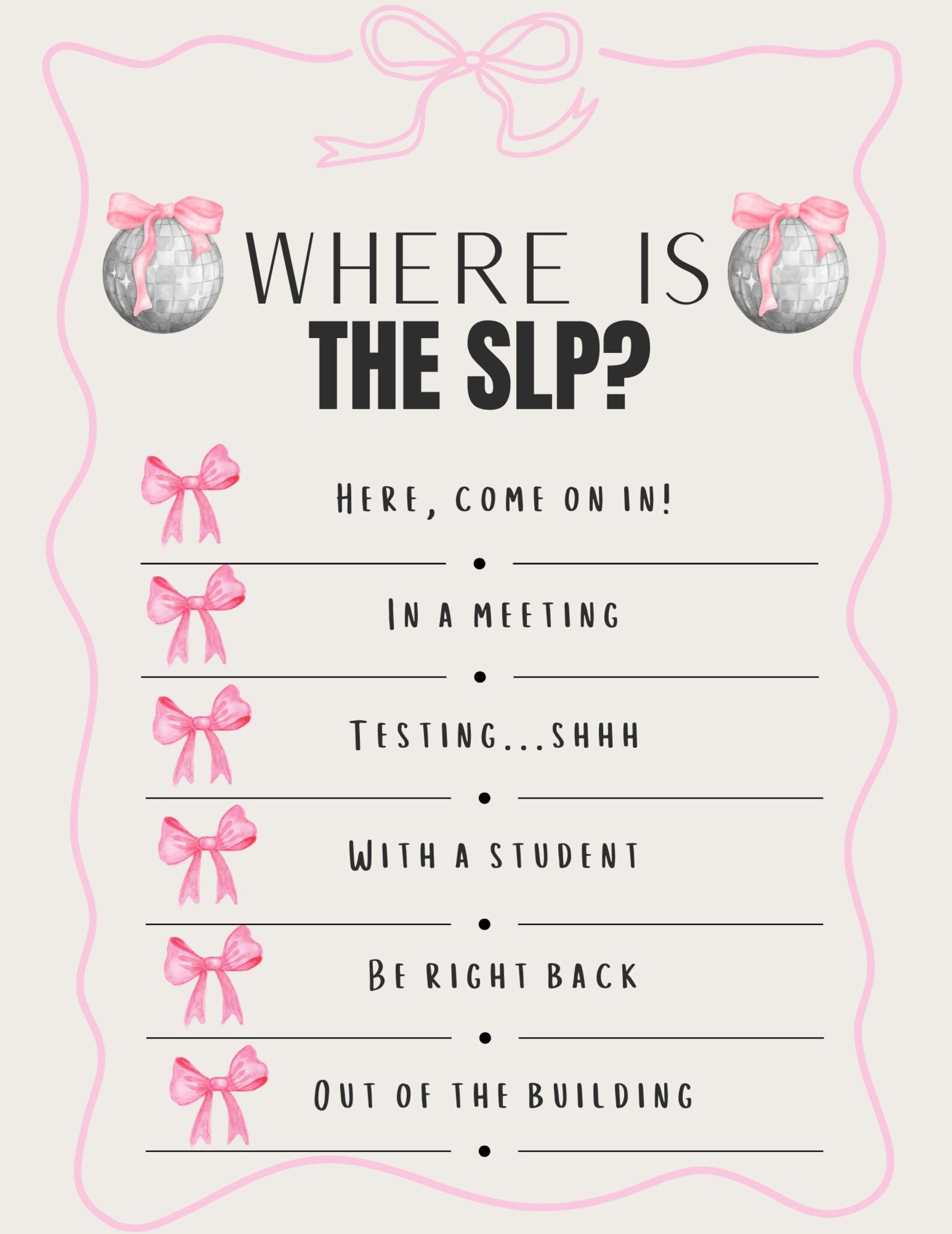 Speech Therapy Door Sign | 'where is the SLP?' Sign | Printable SLP ...