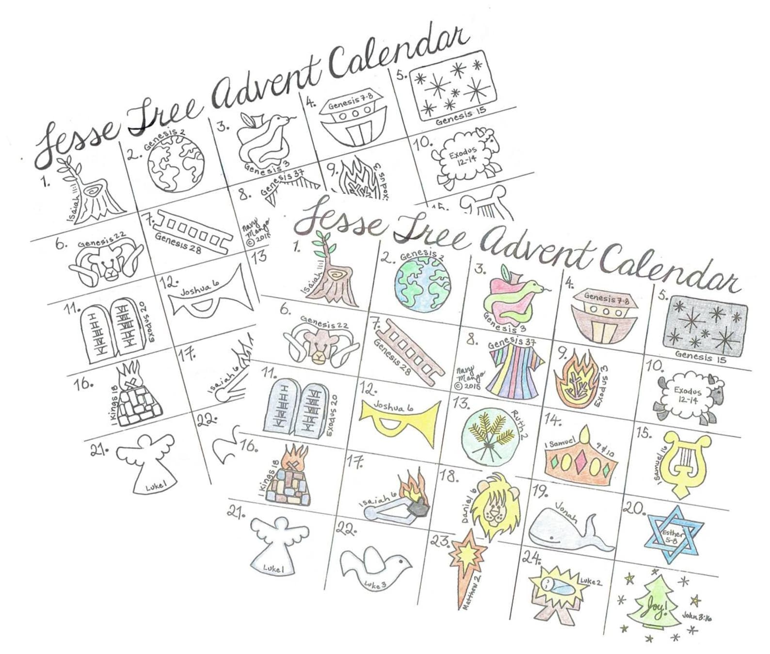 Printable Jesse Tree Advent Calendar for Christmas - Etsy