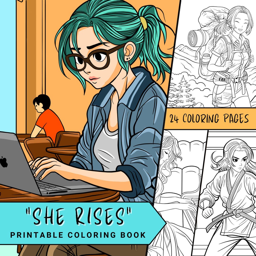 She Rises Coloring Pages, Printable Coloring Pages for Adult, Woman ...