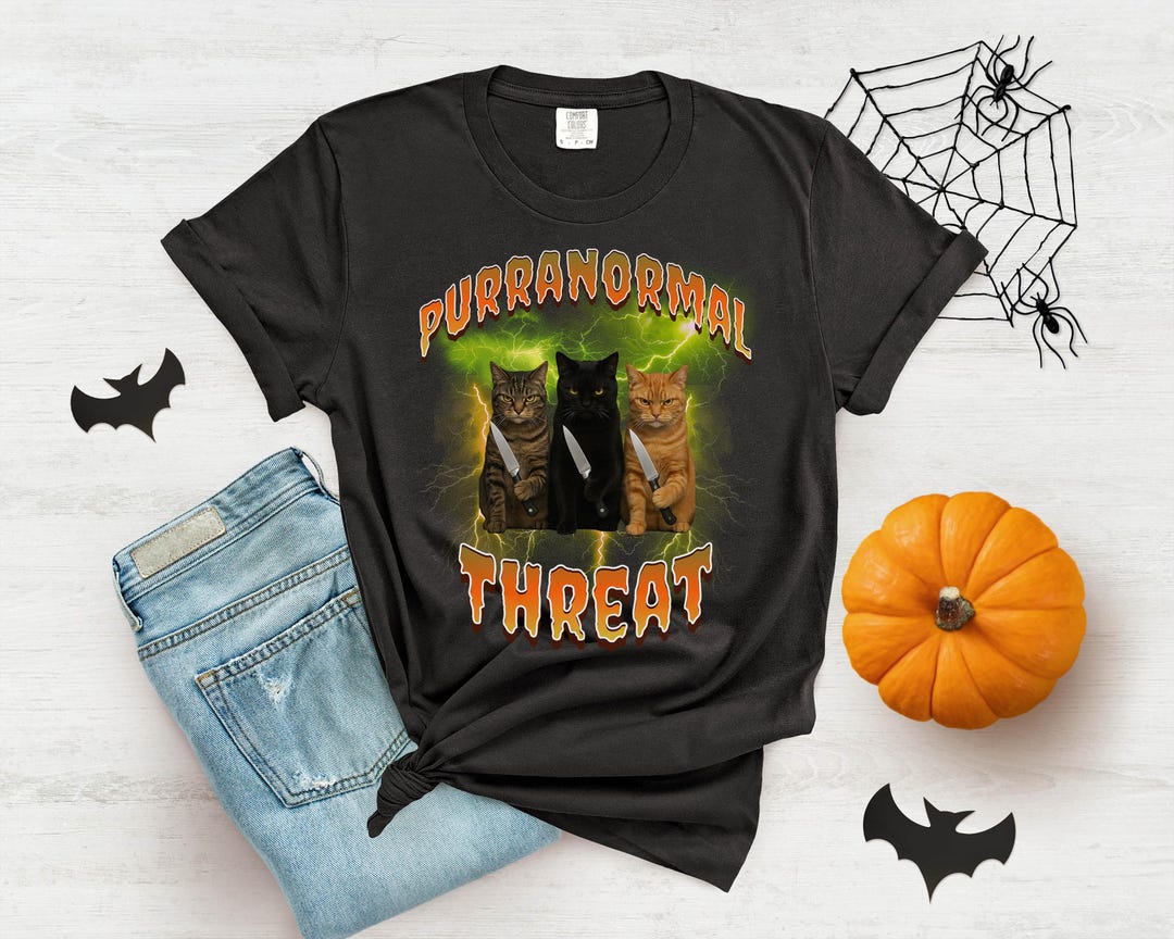 Bootleg Halloween Cats T-shirt, Unisex Tee, Vintage Style Shirt, Spooky ...