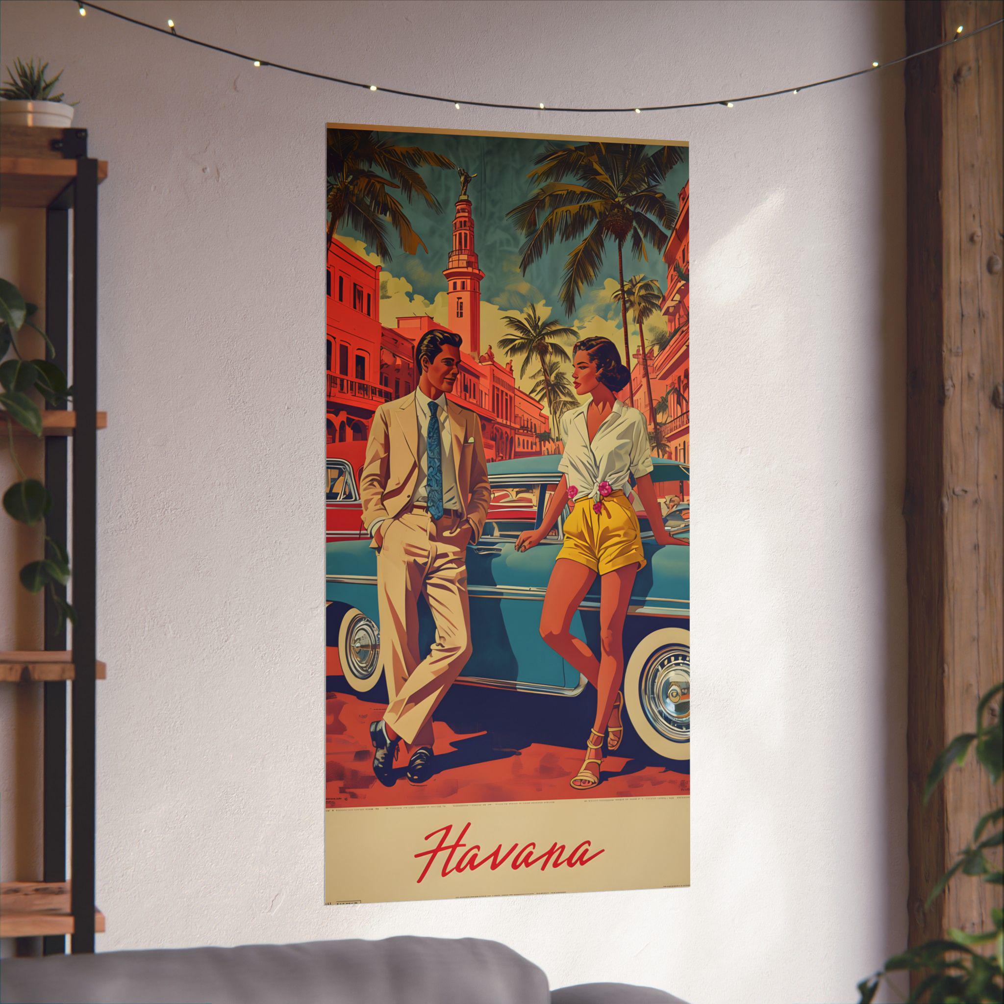 Vintage Style 50s Havana Poster, Retro Wall Art, Vertical Print ...