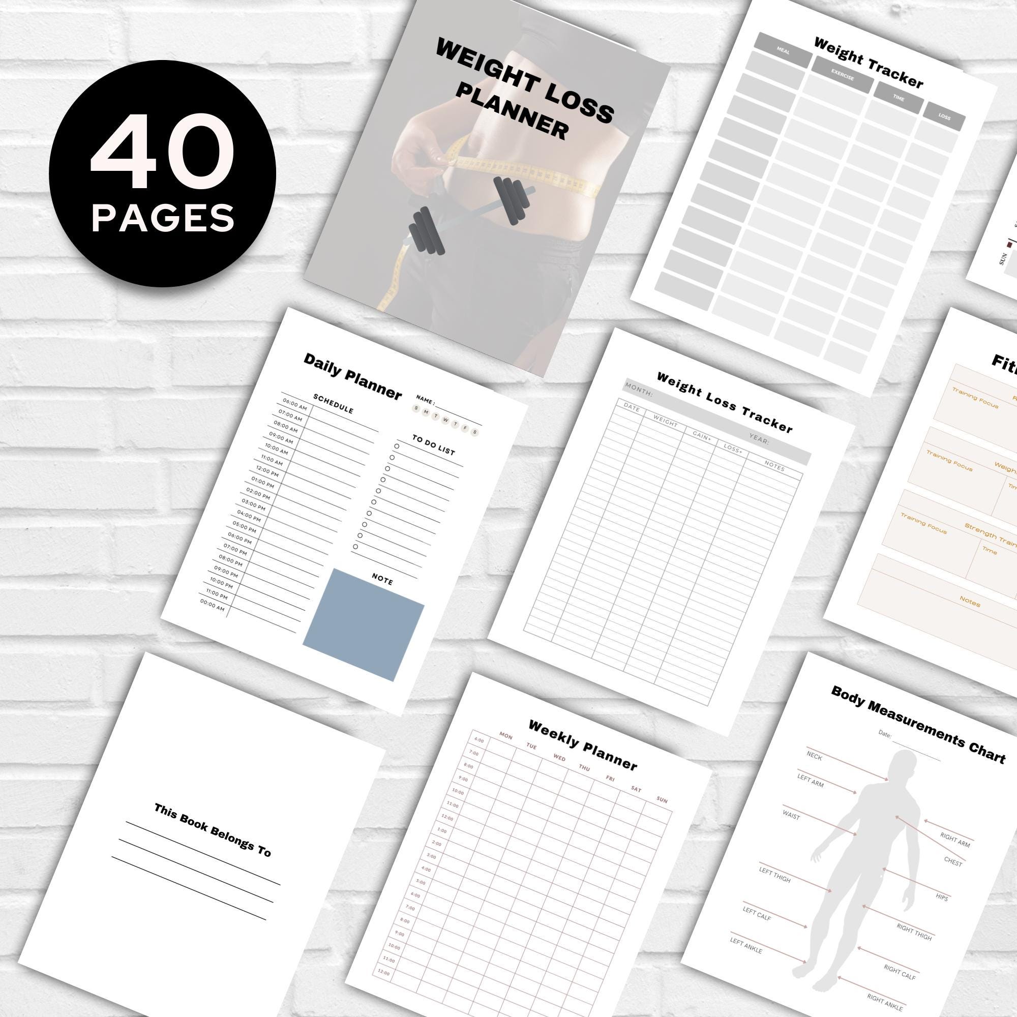 Ultimate Weight Loss Planner Printable | Workout, Meal Tracker, Body ...