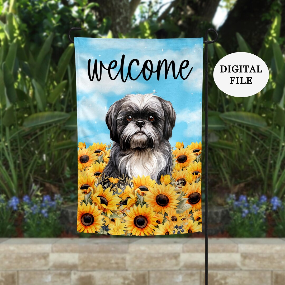 DIGITAL FILE, Sunflower Shih Tzu Spring Welcome Garden Flag, PNG ...