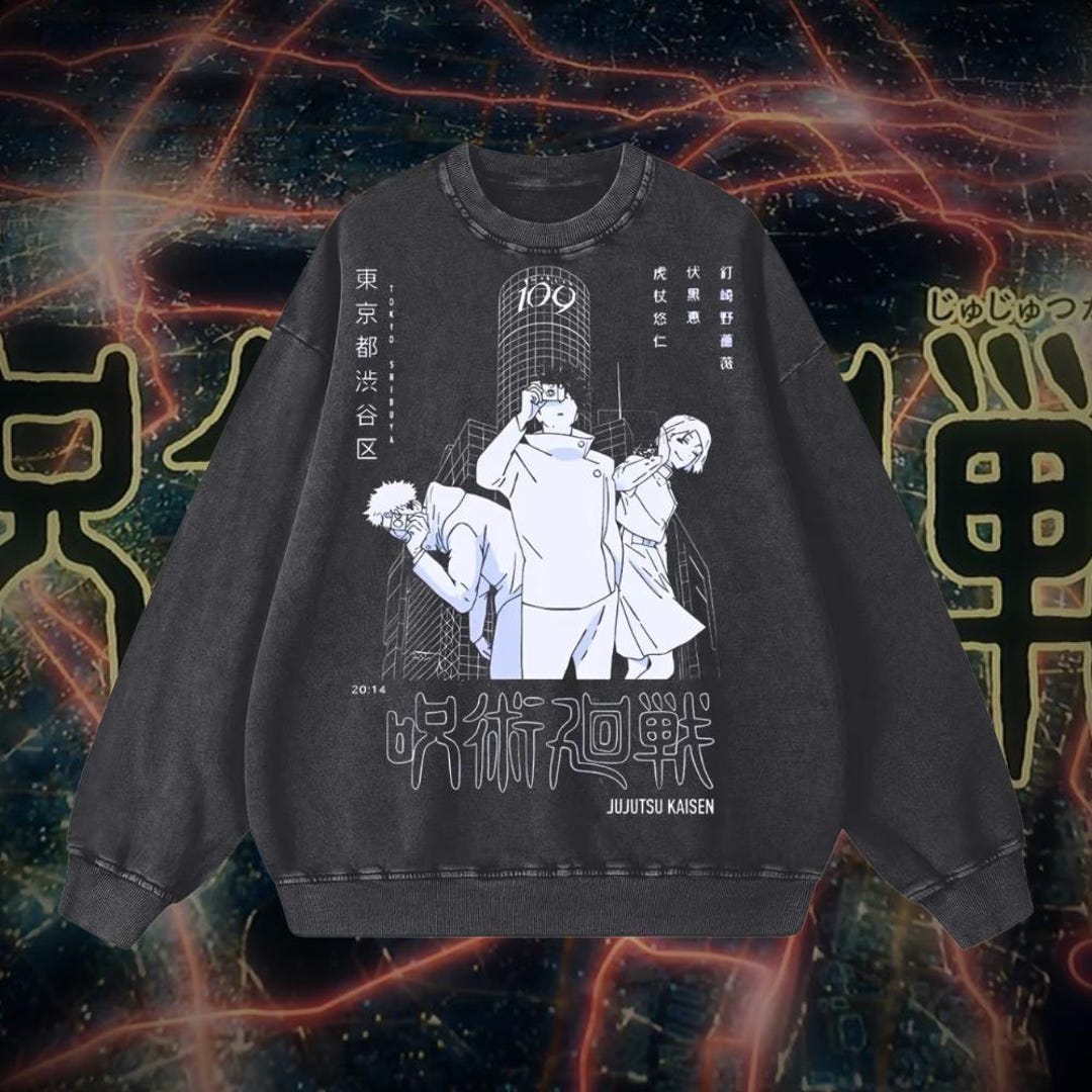 First Year Jujutsu Sorcerers Vintage Washed Oversized Graphic Sweater ...