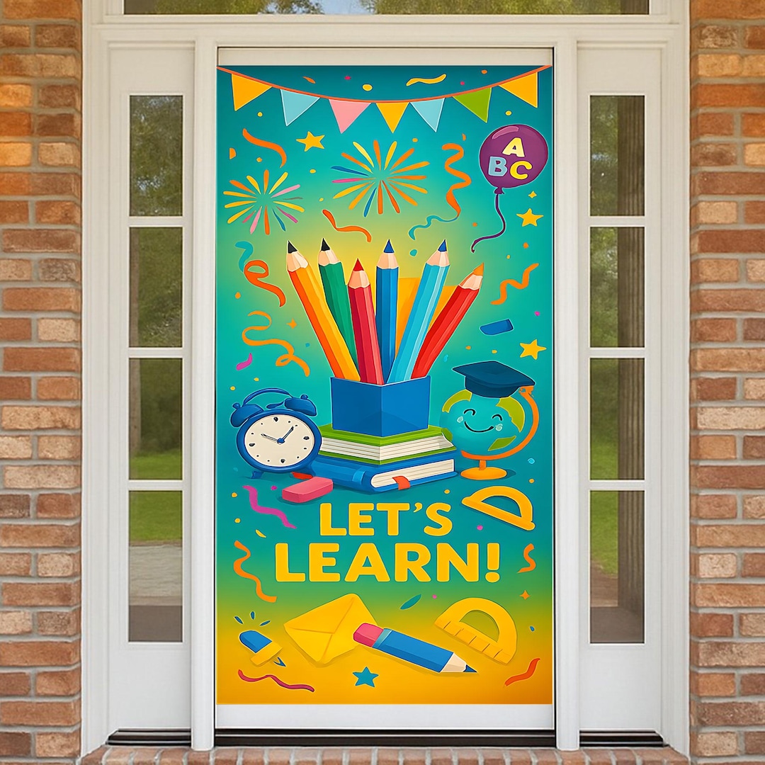 Let’s Learn Classroom Door Banner – Bright Back to School Poster With ...