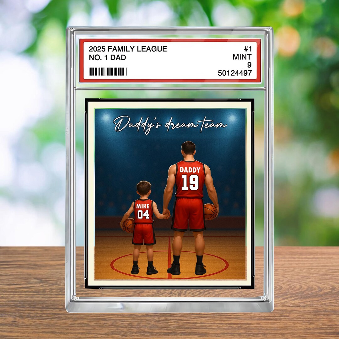 Personalized Basketball No. 1 Dad Trading Card Acrylic Block Plaque ...