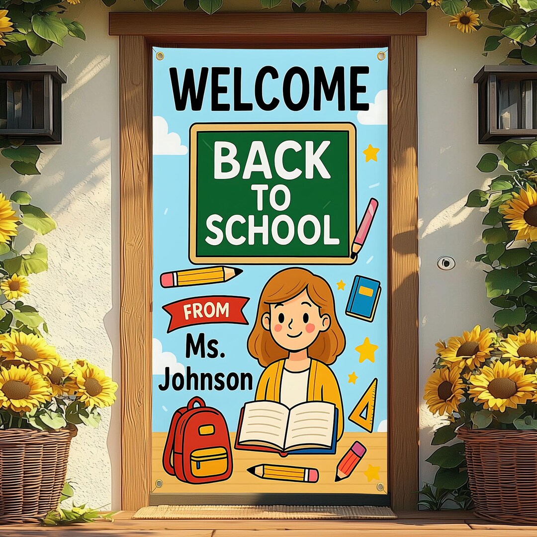 Personalized Welcome Back to School Banner - Custom Teacher Door Sign ...
