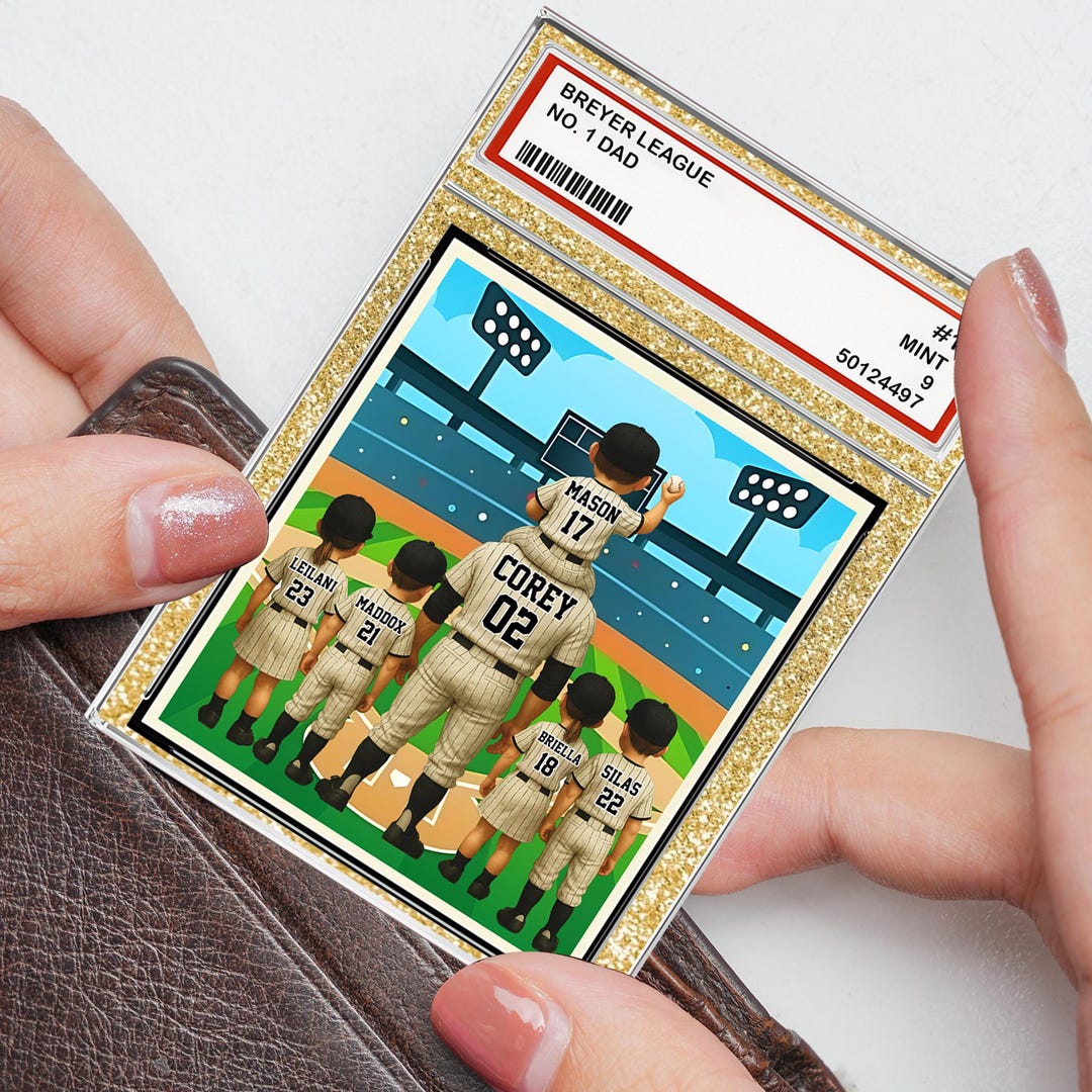 Personalized No. 1 Dad & Kids Baseball Family Trading Card Style ...