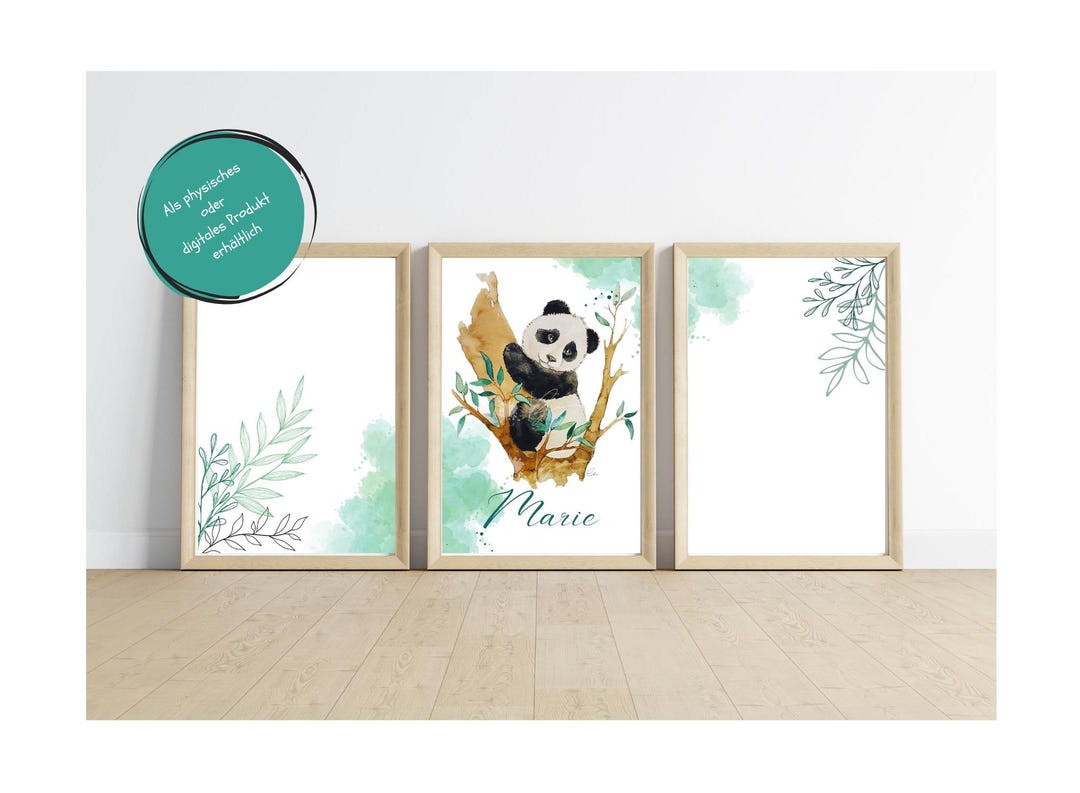 Panda Watercolor Print by Lea Kreusel, DIGITALER DOWNLOAD, Personalized ...