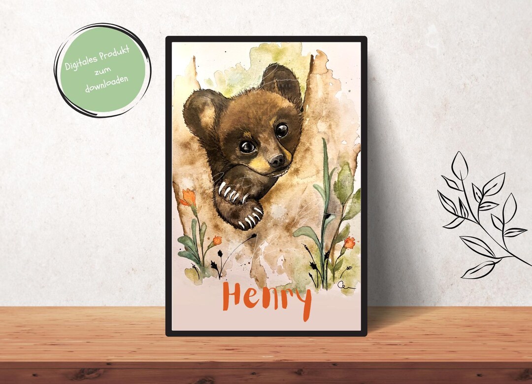 Bear Watercolor Print by Lea Kreusel, DIGITAL DOWNLOAD, Nursery ...
