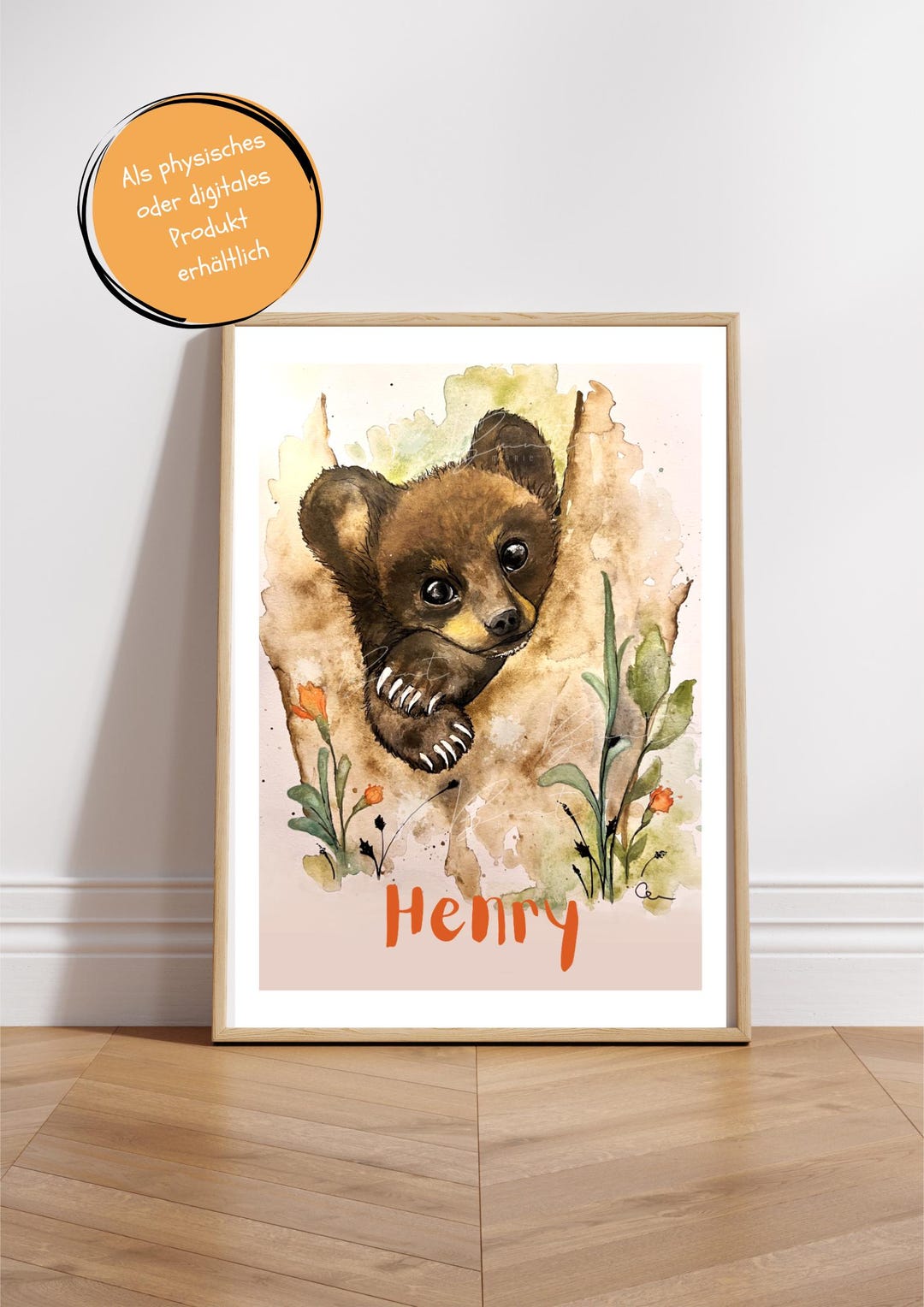 Bear Watercolor Print by Lea Kreusel, Children's Room Pictures ...