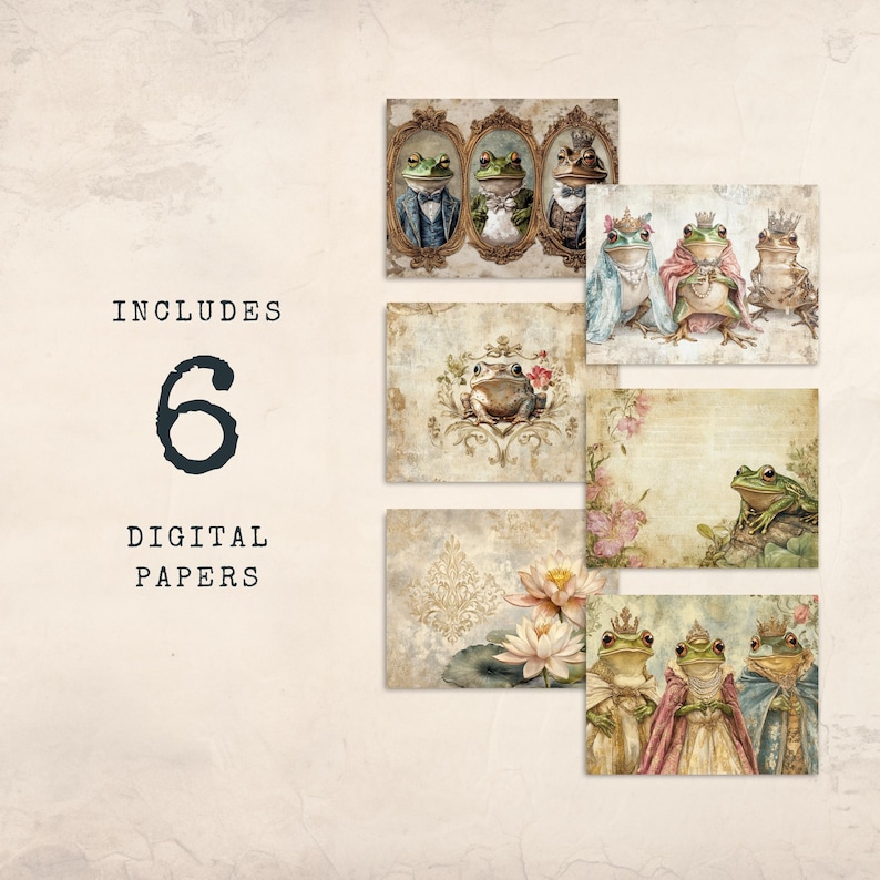 Frog Junk Journal Printable Kit, Digital Ephemera Pages for ...