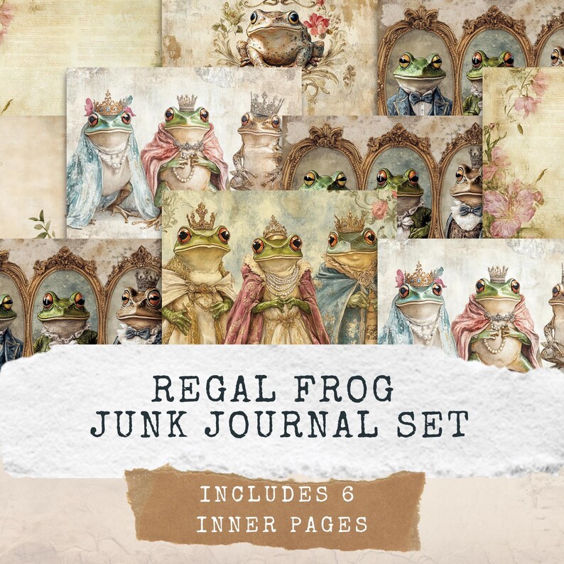 Frog Junk Journal Printable Kit, Digital Ephemera Pages for ...