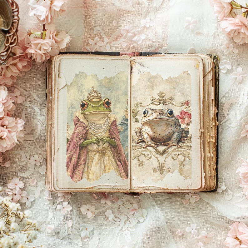 Frog Junk Journal Printable Kit, Digital Ephemera Pages for ...