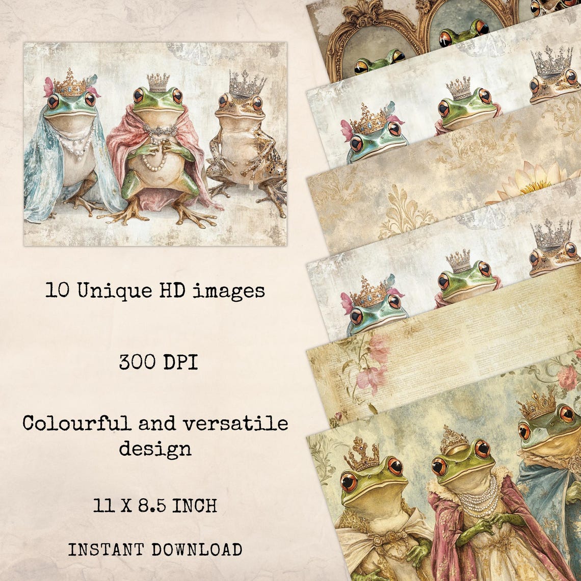 Frog Junk Journal Printable Kit, Digital Ephemera Pages for ...