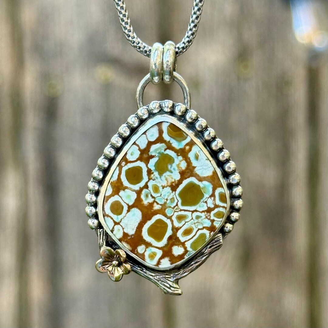 Supernova Turquoise Sterling Silver Pendant Necklace, Unique Artisan ...