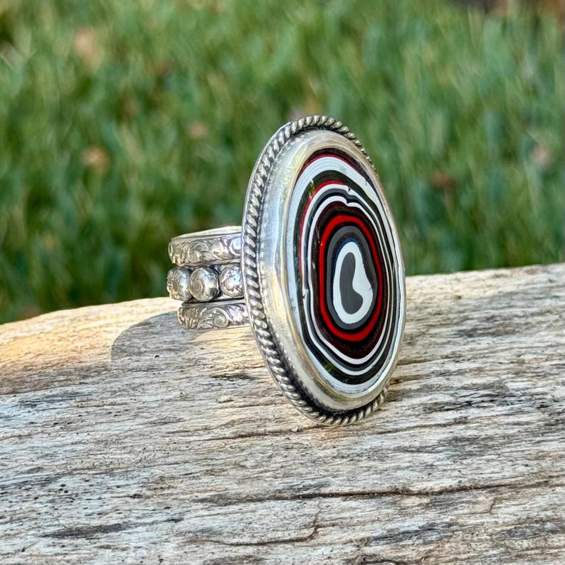 Fordite Detroit Agate Sterling Silver Ring Size 8.5, Unique Artisan ...