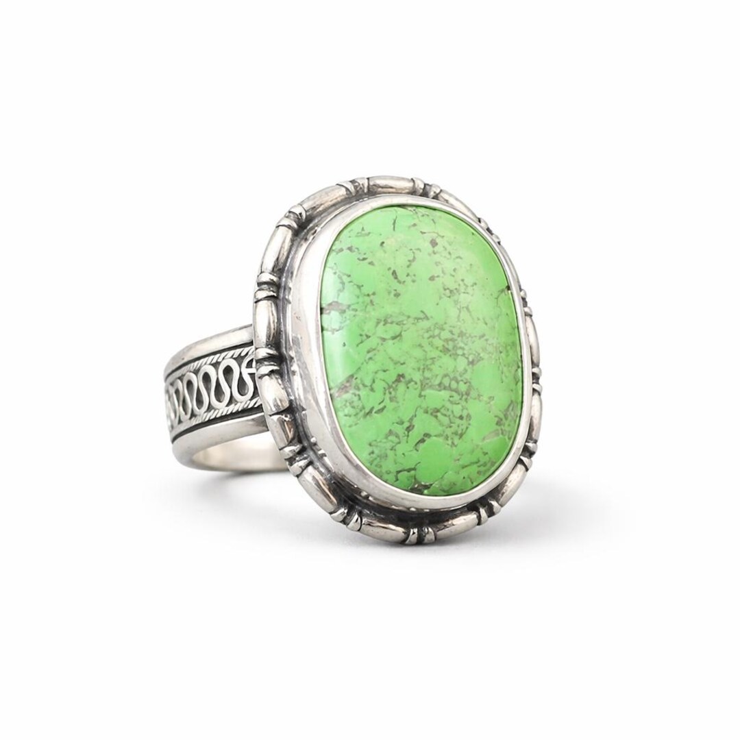 Gaspeite Sterling Silver Ring - Handcrafted Artisan Southwestern ...