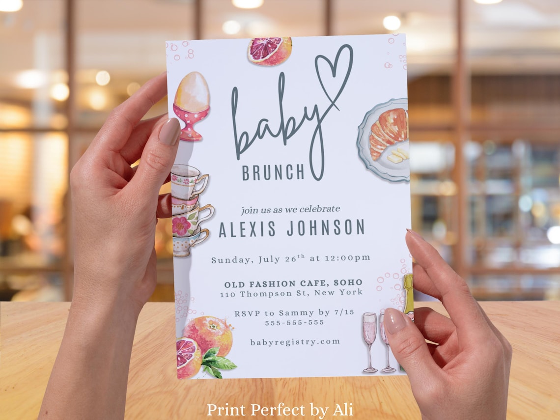 Baby Brunch Invitation Template: Watercolor Baby Shower Invite (canva ...