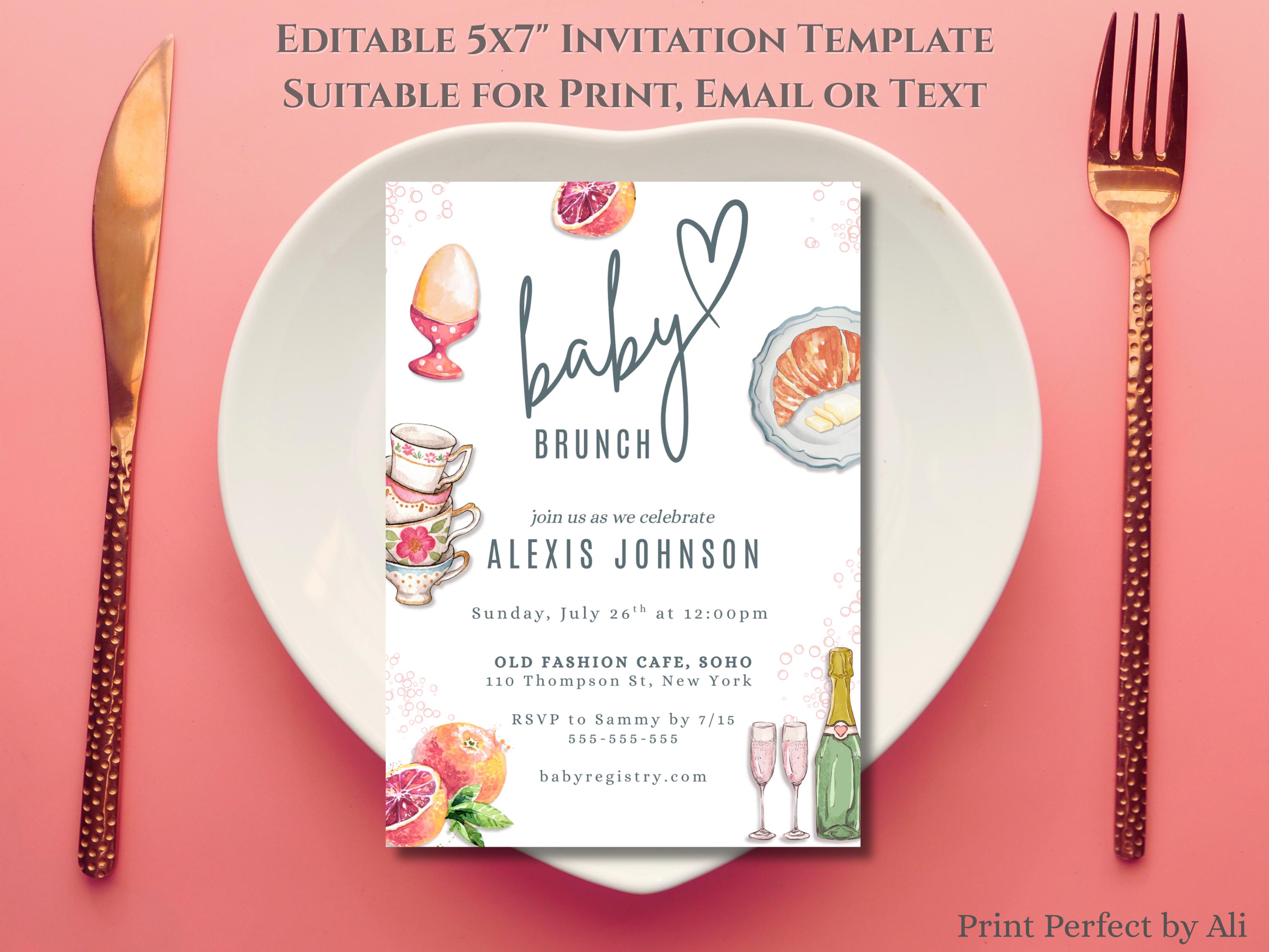 Baby Brunch Invitation Template: Watercolor Baby Shower Invite (canva ...
