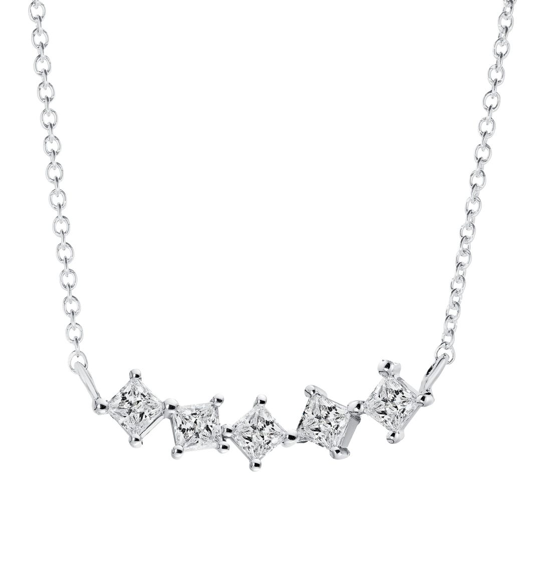 Stellar Line - White Gold Necklace With Diamonds - Etsy