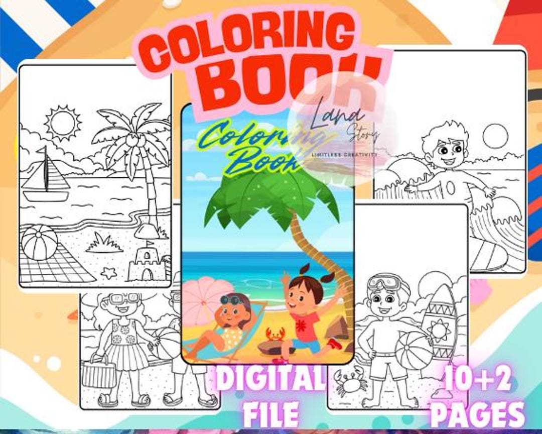 Digital Coloring Book, Summer Coloring Book, Fun Art Coloring Book ...