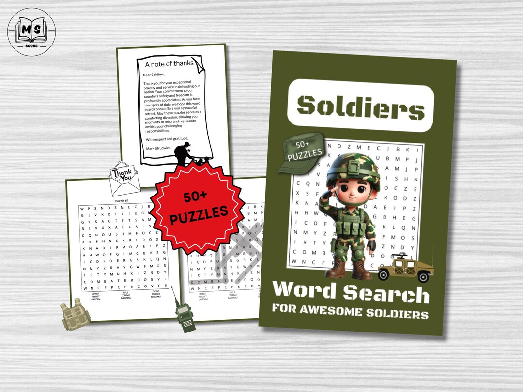 Soldiers Word Search Puzzle Book: Printable Puzzles, Related to ...